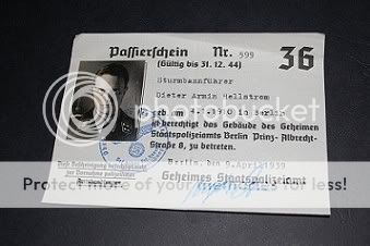 Major Dieter Hellstrom GeStaPo ID on Ebay (movie prop from Inglourious ...